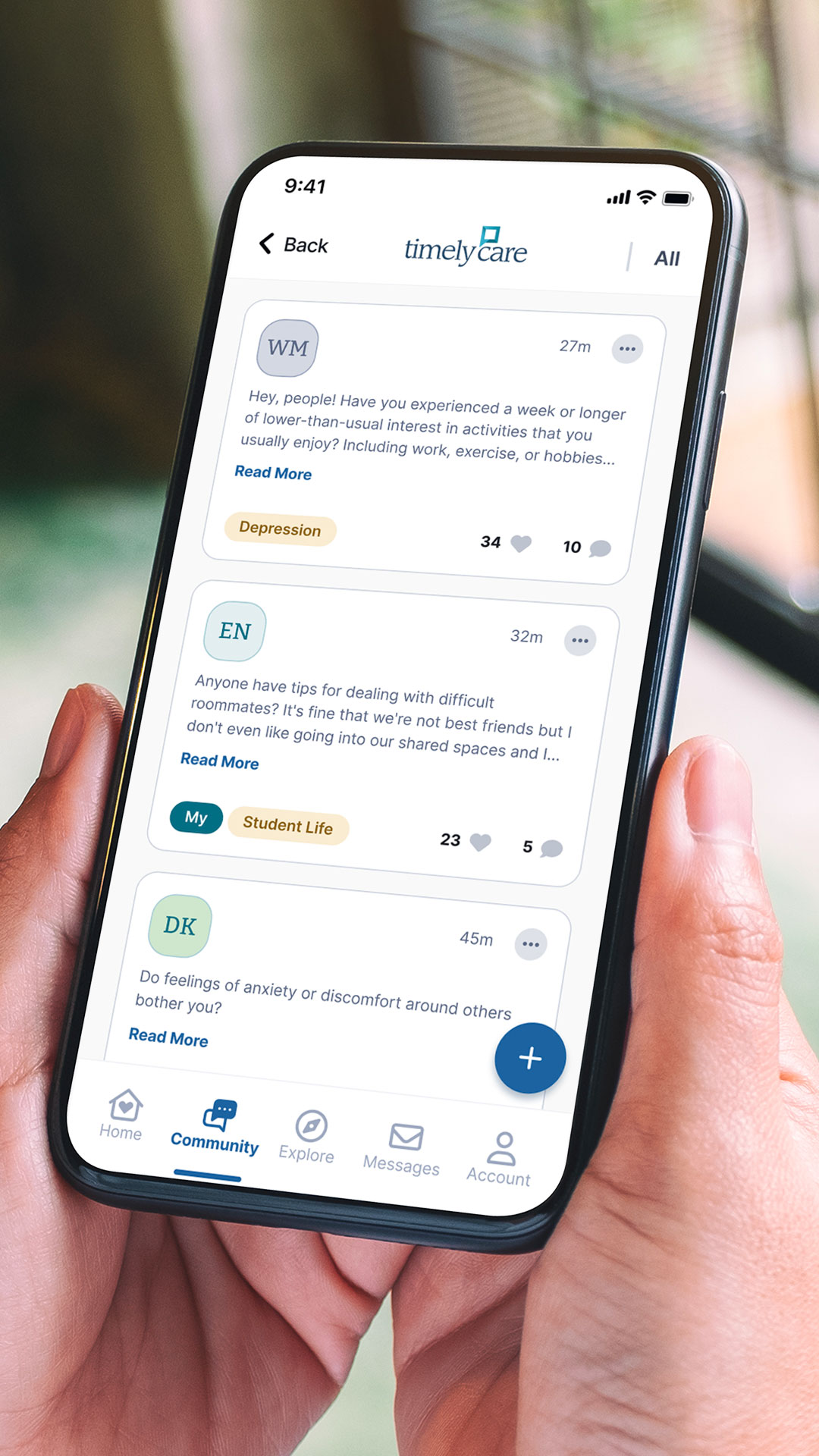 TimelyCare | A Safe Space to Connect With Peer Community